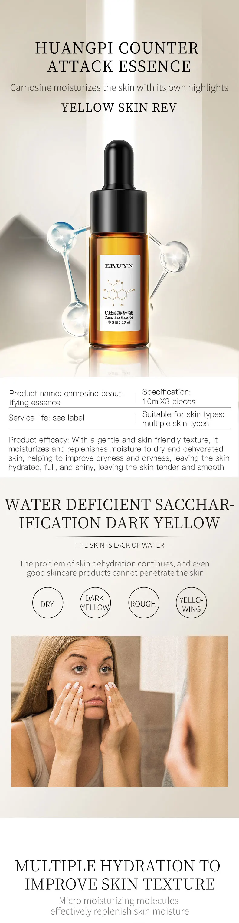Private Label Carnosine Anti-Aging Serum with Hyaluronic Acid