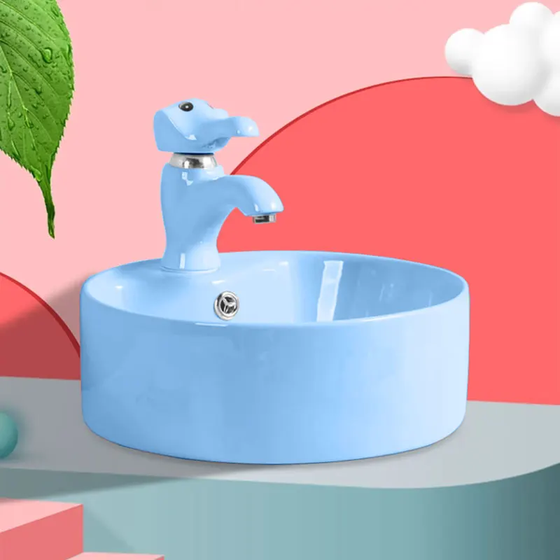 Modern Round Kindergarten Colorful Wash Basin for Kids Single-Hole ...
