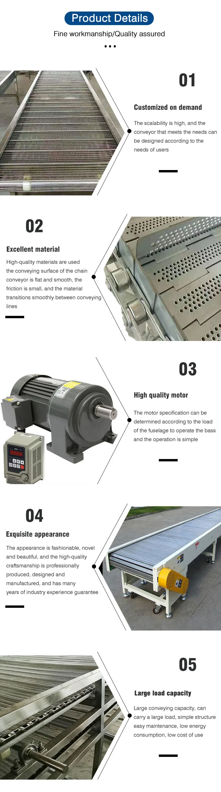 Flexible Plastic Slat Conveyor Slat Inclined Belt Conveyor Stainless ...