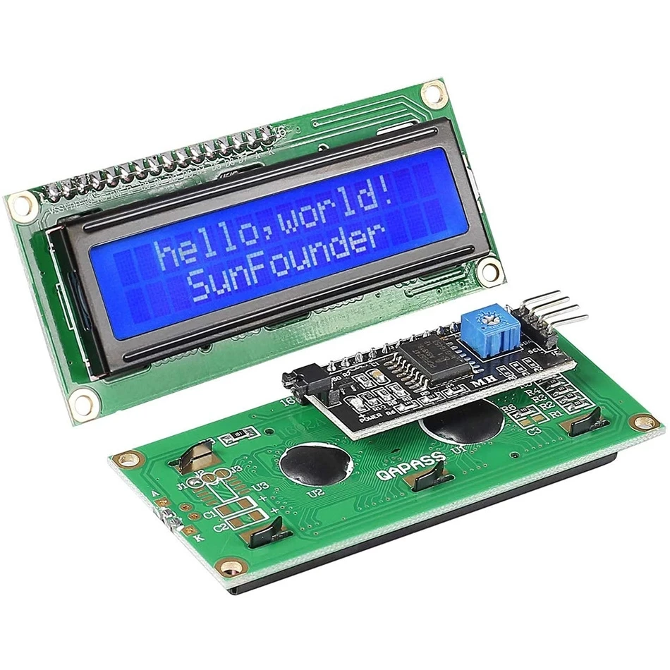 Lcd 1602a 5v Blue Screen With Iic / I2c White Code Blacklight 16x2 Lcd ...