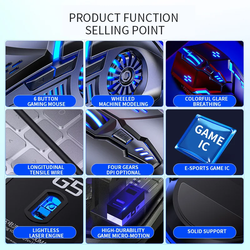 Factory Sales G5 Rgb Gaming Mouse 7-color Breathing Led Light Wired ...