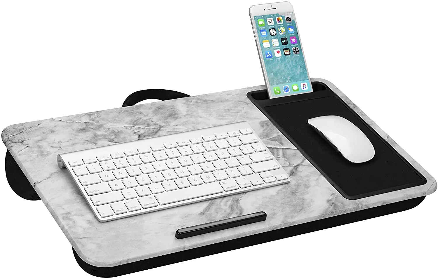 Lapgear home office lap desk with device ledge store