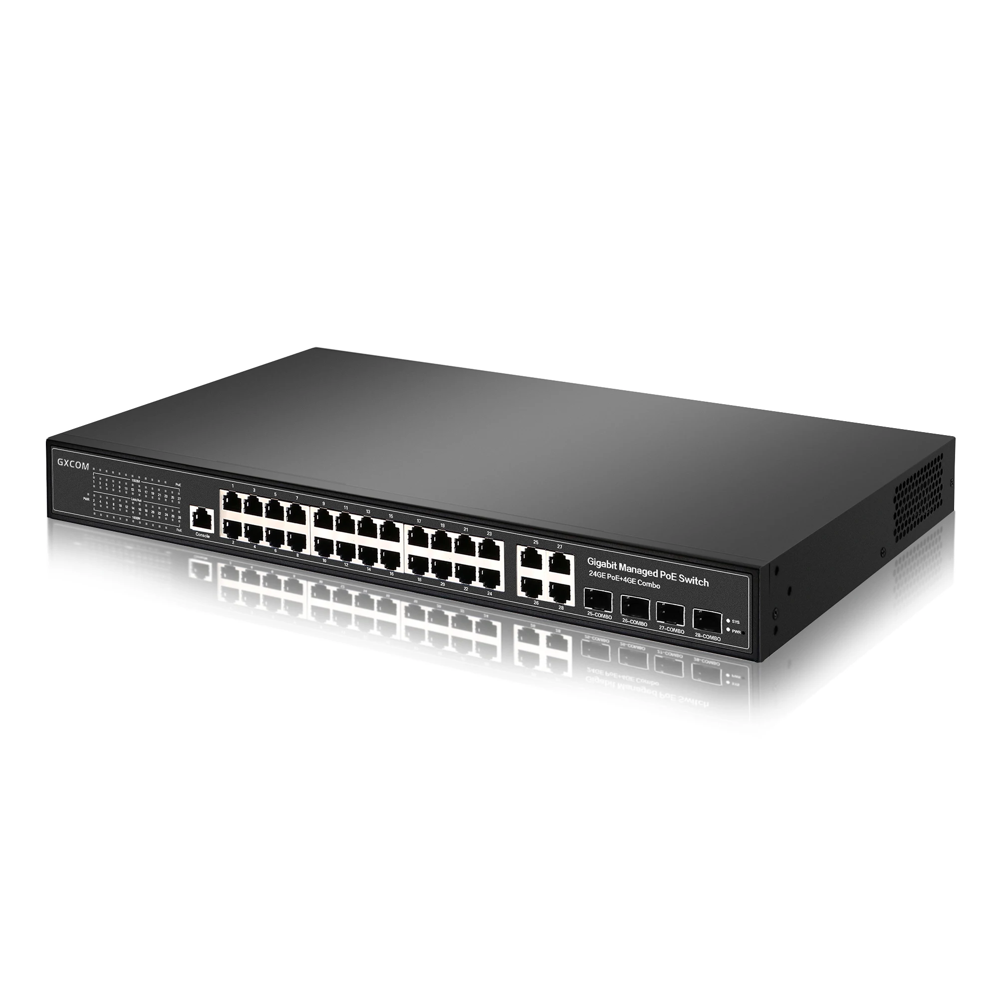 32 gigabit port Network PoE+ switch 24 x Copper RJ-45 plus 4 x 1Gb ...