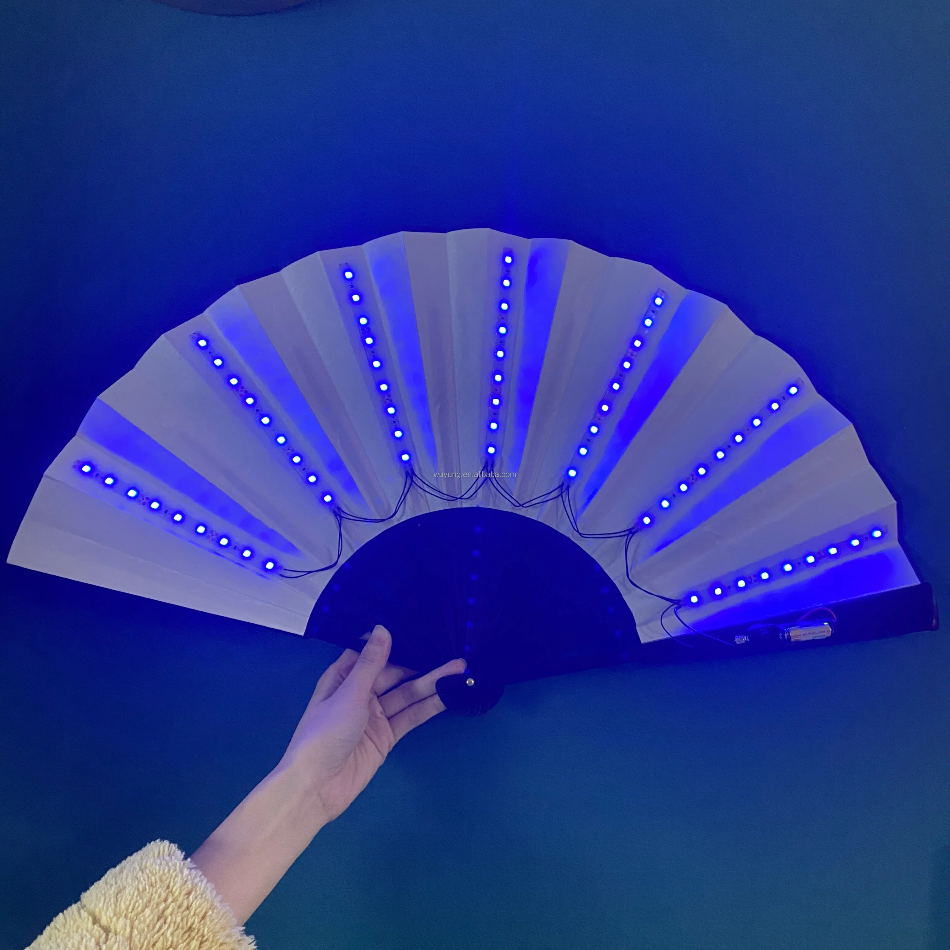 Stock Colorful 13ins Led Hand Fan Folding Light up Bamboo Decorative ...