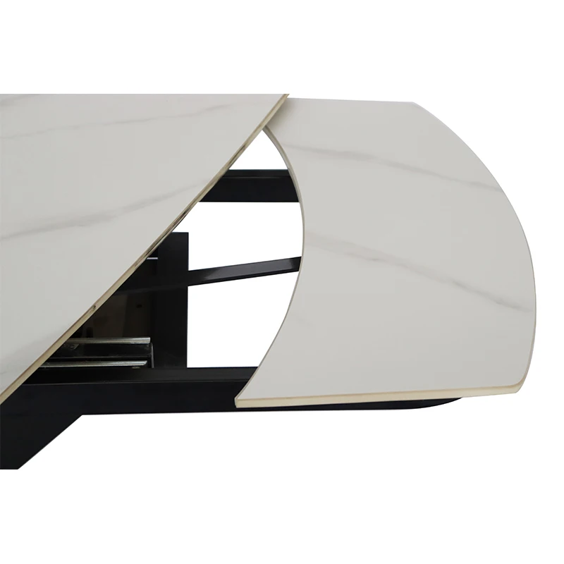 Modern SDT2034 White Ceramic Dining Table Set with Metal Legs Extension ...