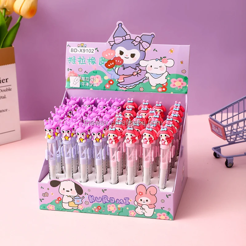 Cute Rabbit Bear Lovely Pencil Eraser Push-pull Rubber Eraser Sliding ...
