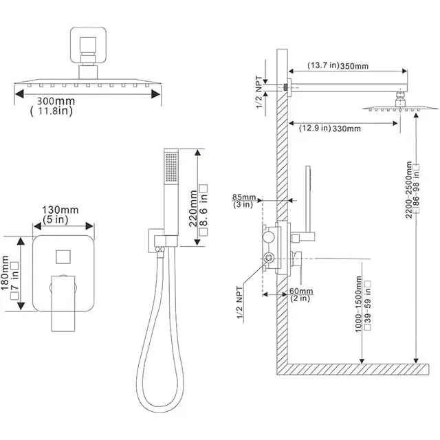 Built-in Shower Valve Concealed Installation Shower Set Hidden Shower ...