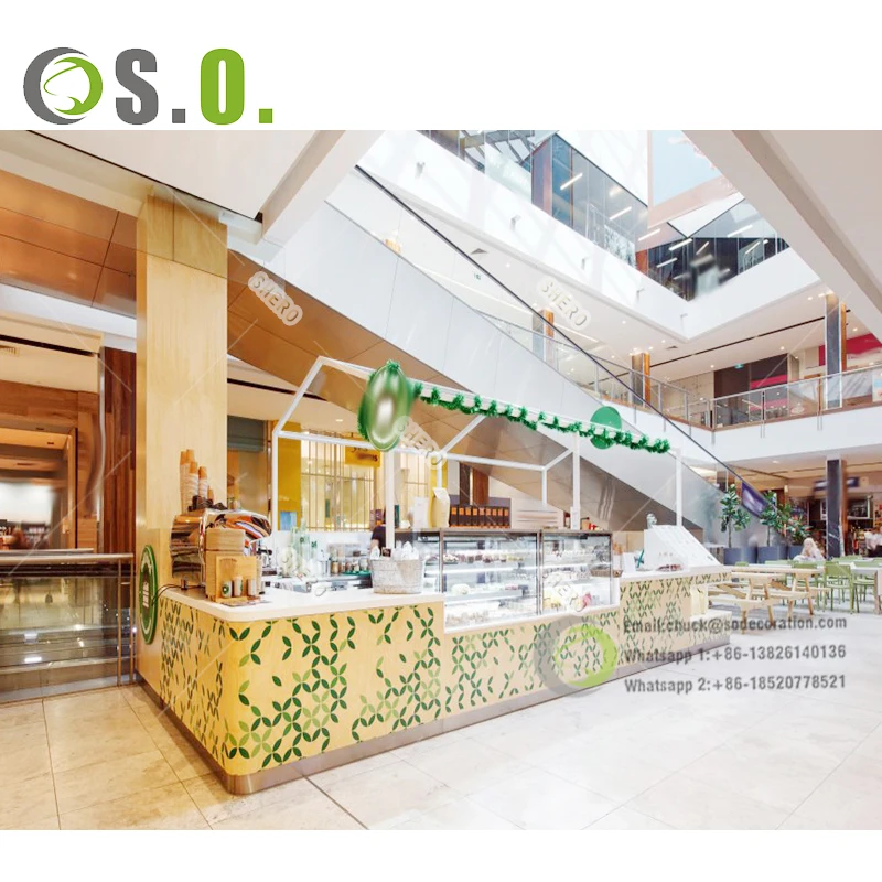 Modern Mall Coffee Shop Kiosk Display Stand Counter Customized Coffee ...