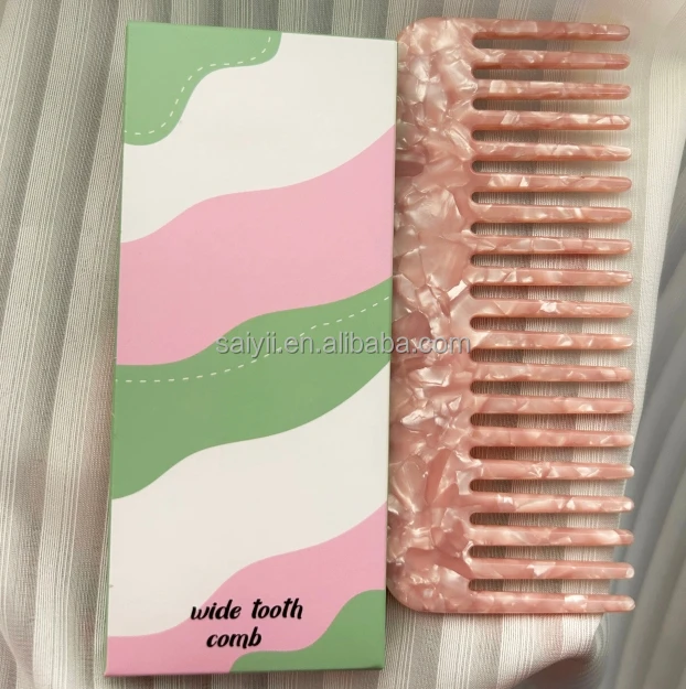 SAIYII Custom Logo 4mm Thickness Cellulose Acetate Hair Comb