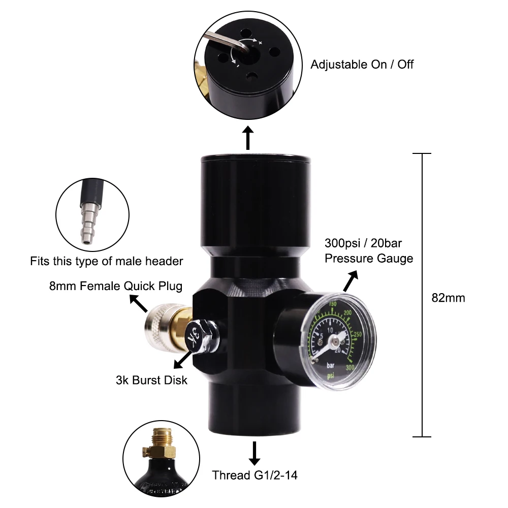 HPA Low Pressure Regulator - Mini CO2 Regulator for Airsoft