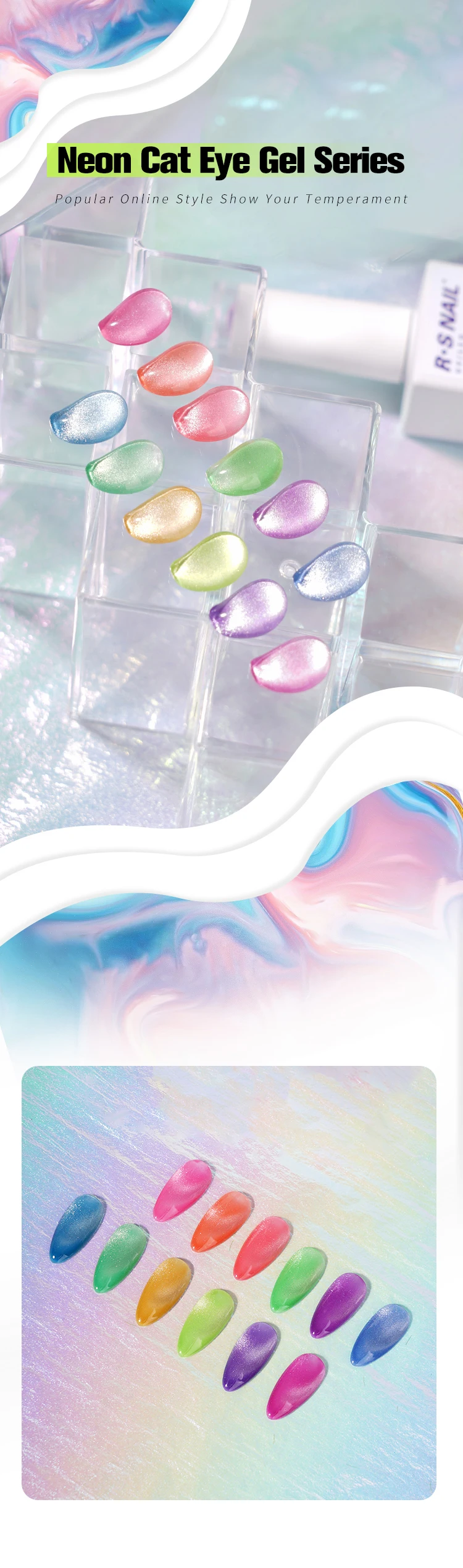 Neon Cat Eye Gel Beautiful Art Nail Suppliers Professional Gel Polish ...