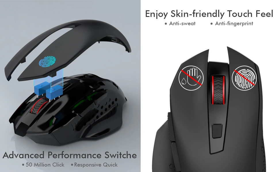 Professional Ergonomics Design Wireless Mouse Optical 4800DPI USB ...