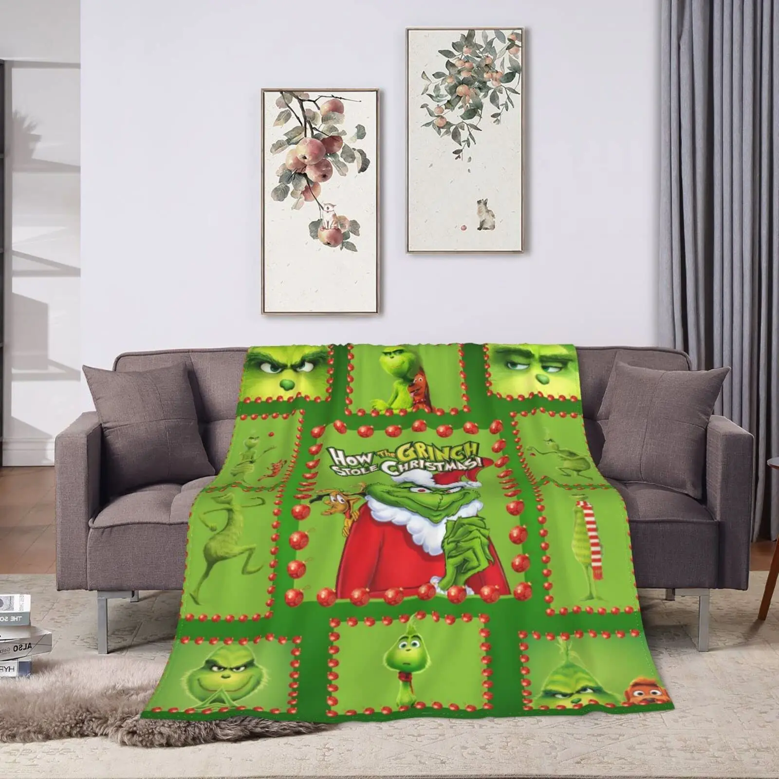 Grinch Christmas Blanket Anti-Pilling Air Conditioning Blankets Flannel ...