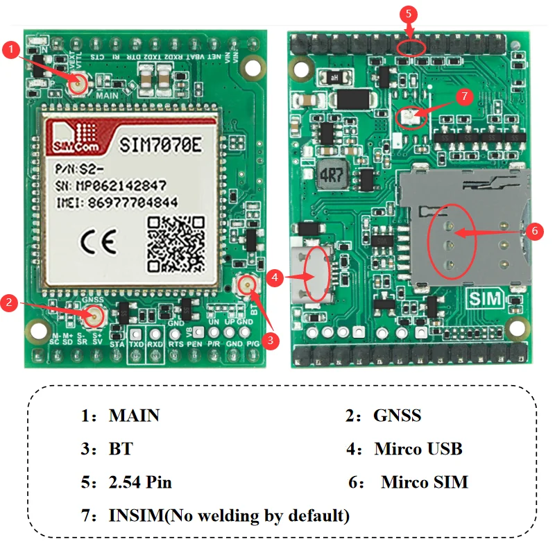 Simcom Sim7070e Lpwa Cellular Wireless Communication Nbiot Gsm Catm+b31 
