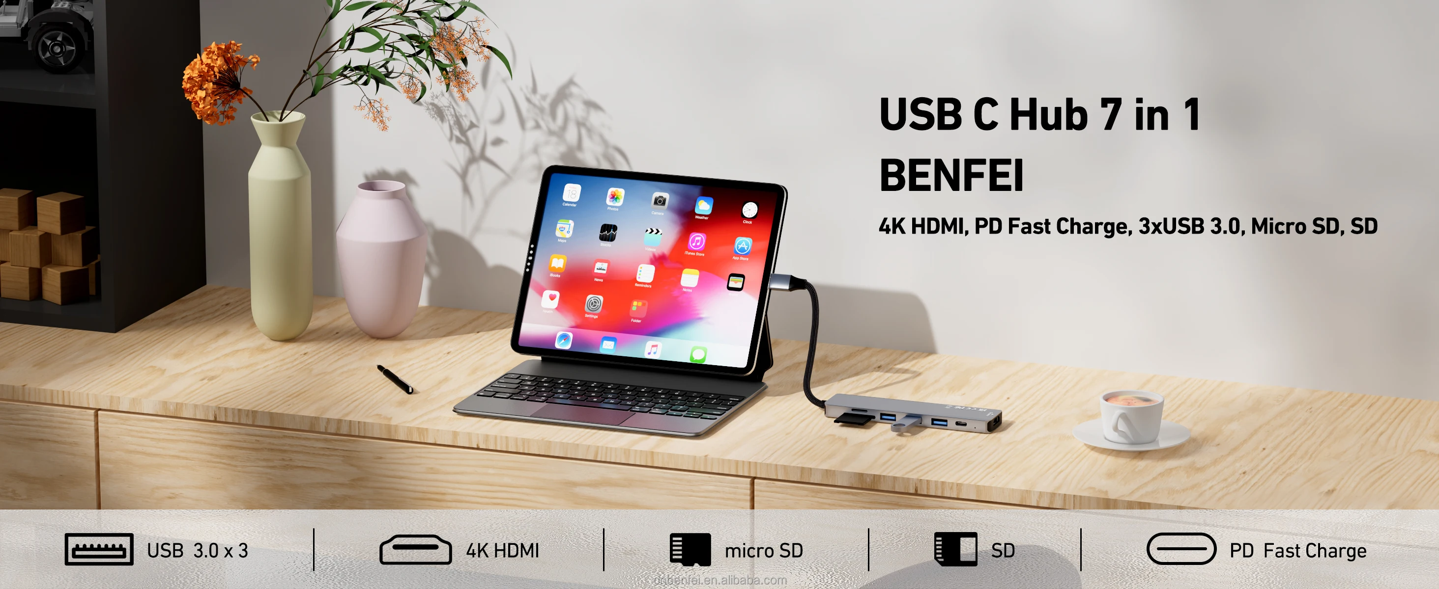BENFEI USB C HUB 7in1 Multiport Adapter with USB-C to HDMI 4K@60Hz SD ... BENFEI USB C HUB 7in1 Multiport Adapter with USB-C to HDMI 4K@60Hz SD ...