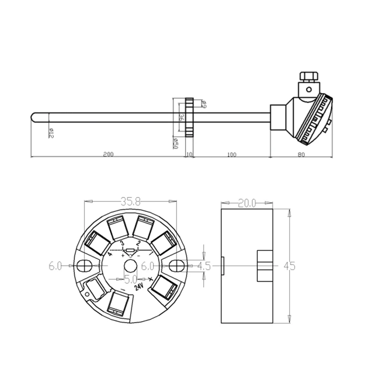Customizable ATEX Certified RTD PT100 Temperature Sensor