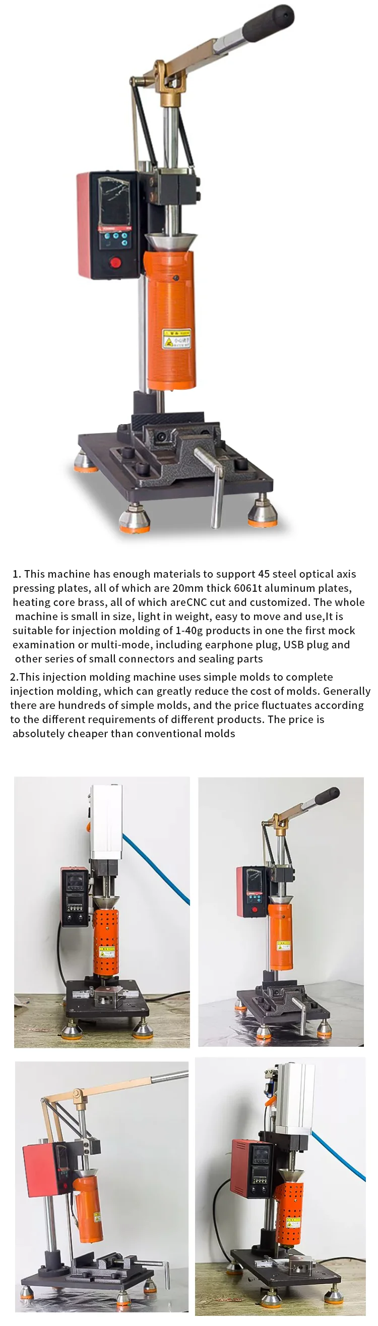 Desktop Small Semi Automatic USB Making Plastic Injection Molding Machine