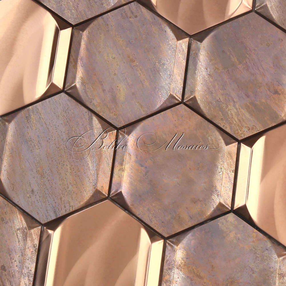 Magnificent Modern Hexagon Mosaic Wall Tile Raised Surface Metal ...