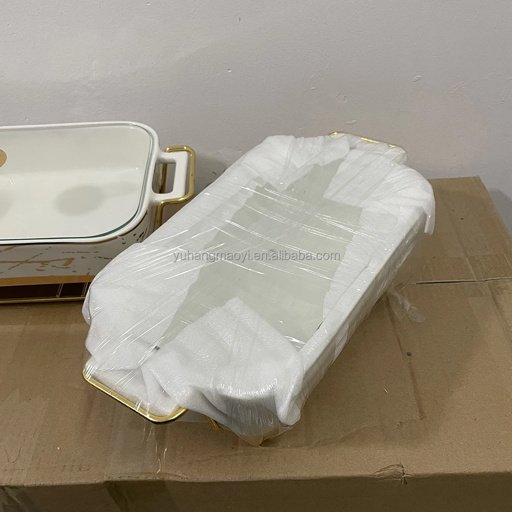 Rectangular Ceramic Food Warmer Hot Pot With Handle Candle Holder ...