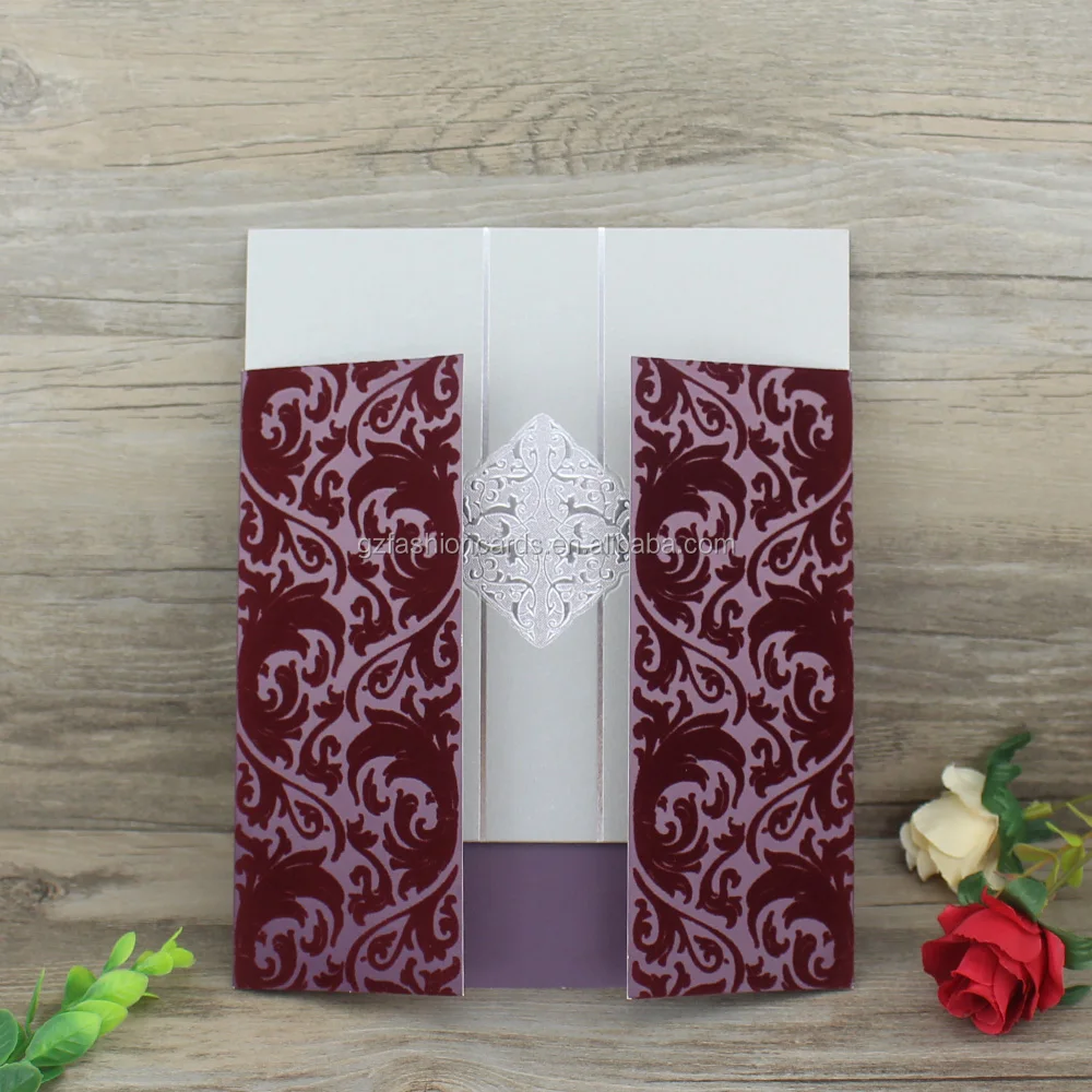 Latest Design Elegant Dark Red Square Shaped Flocking Wedding ...