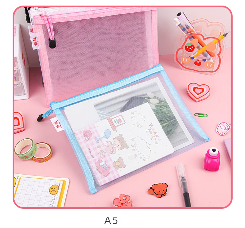 Transparent File Bag - Durable Nylon Mesh for Office Use