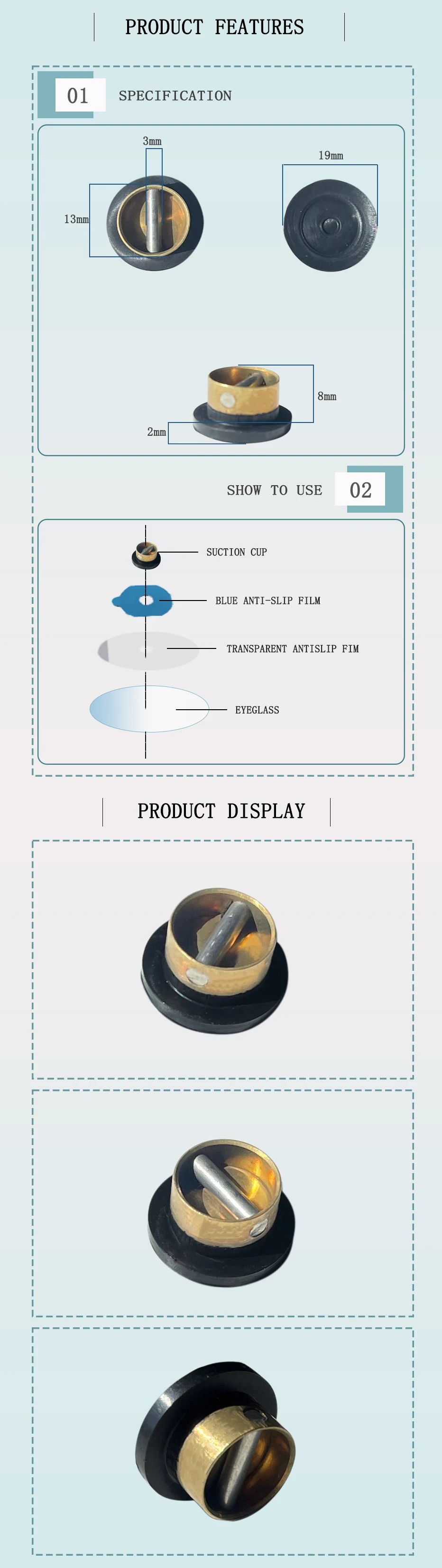 Glasses Universal Lens Block Suction Cup For Auto Lens Edger Optical ...