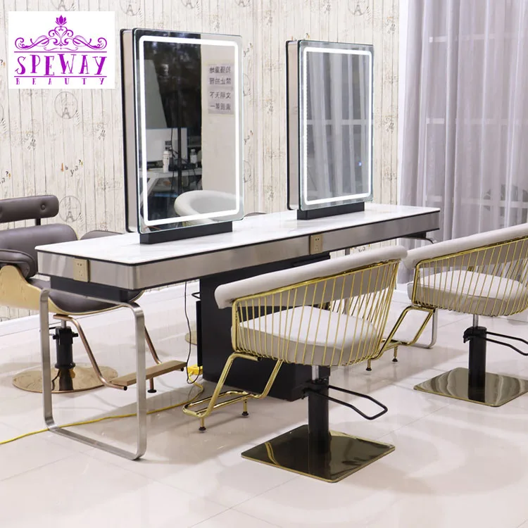 Salon Furniture Barber Station LED Mirror Smart Touch Screen