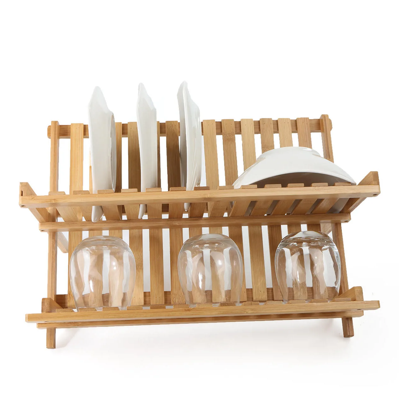 2022 Folding Kitchen Wood Bamboo Plate Drying Rack Dish Rack,Dish ...