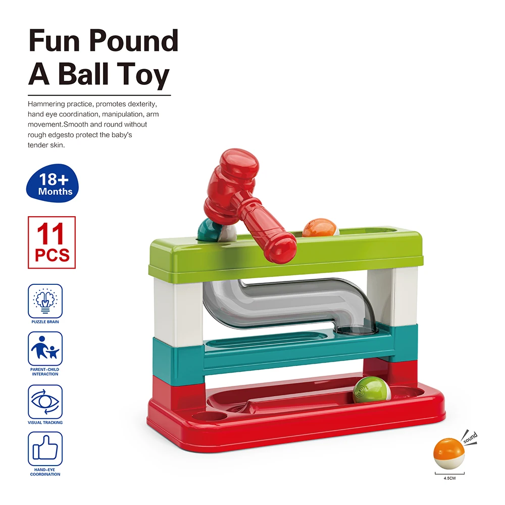 Sliding Track Educational Knock Color Ball Toy Hammer Toys For Baby ...