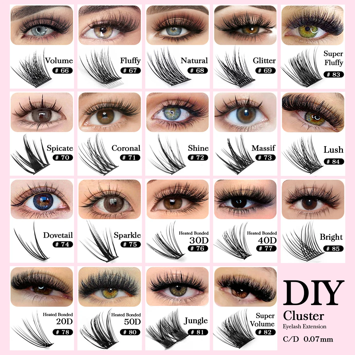 Yuanzhijie High Quality Heat Bonded Eyelash Extension New Faux Mink ...