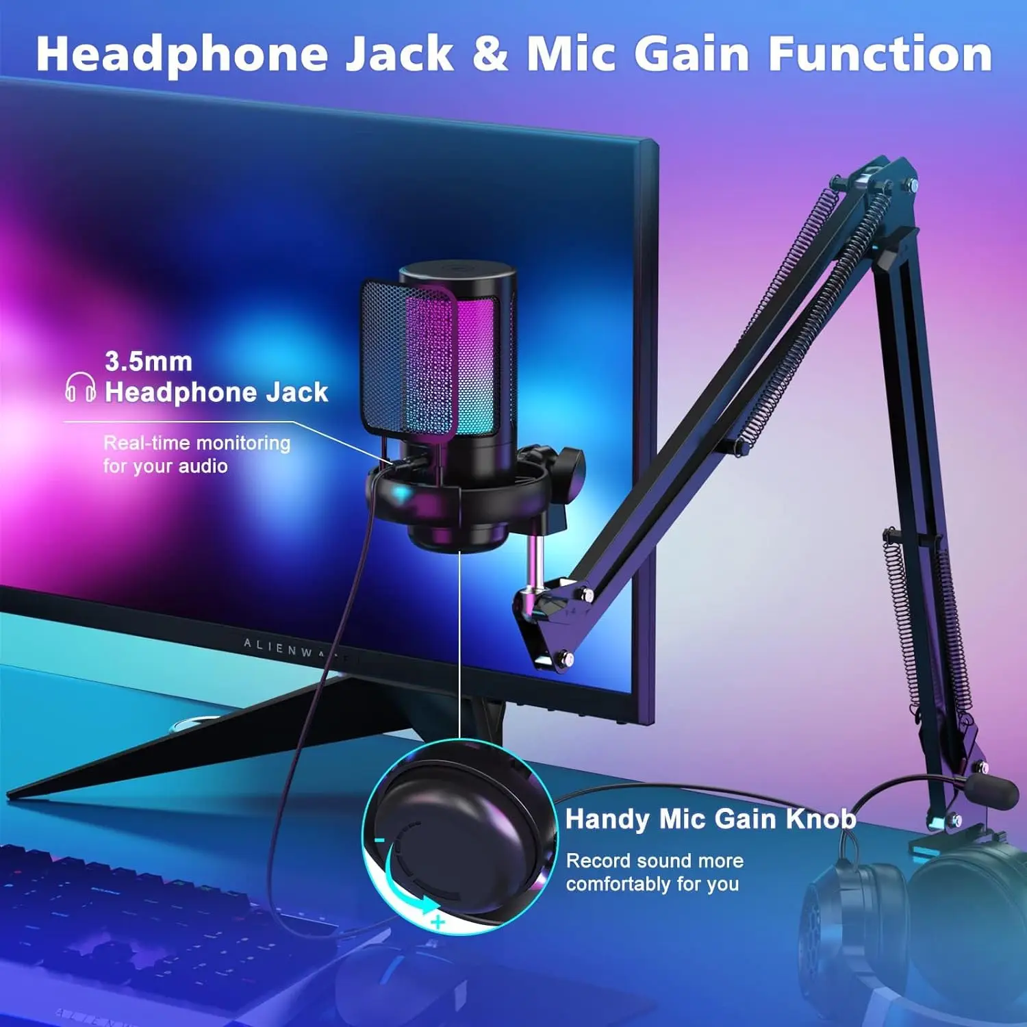 2024 ME6S-35 Cardioid RGB Gaming Microphone - Cheap & Versatile