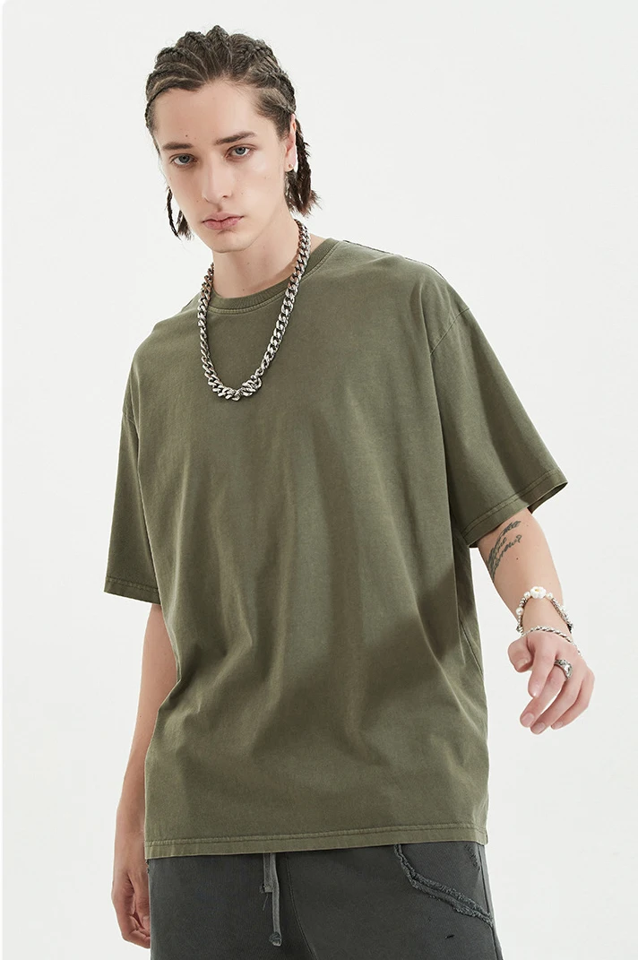 Custom Logo Tee Vintage Blank Plain Tshirt Cotton Washed