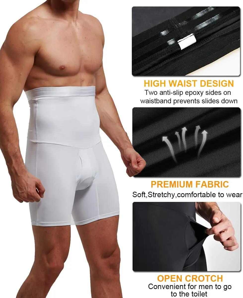High Waist Men Tummy Control Shorts Body Shaper Compression Trainer ...