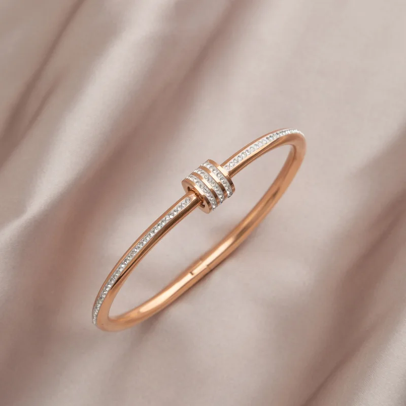 Shop Our Luxury Zircon Stainless Steel Bangle Gold Plated