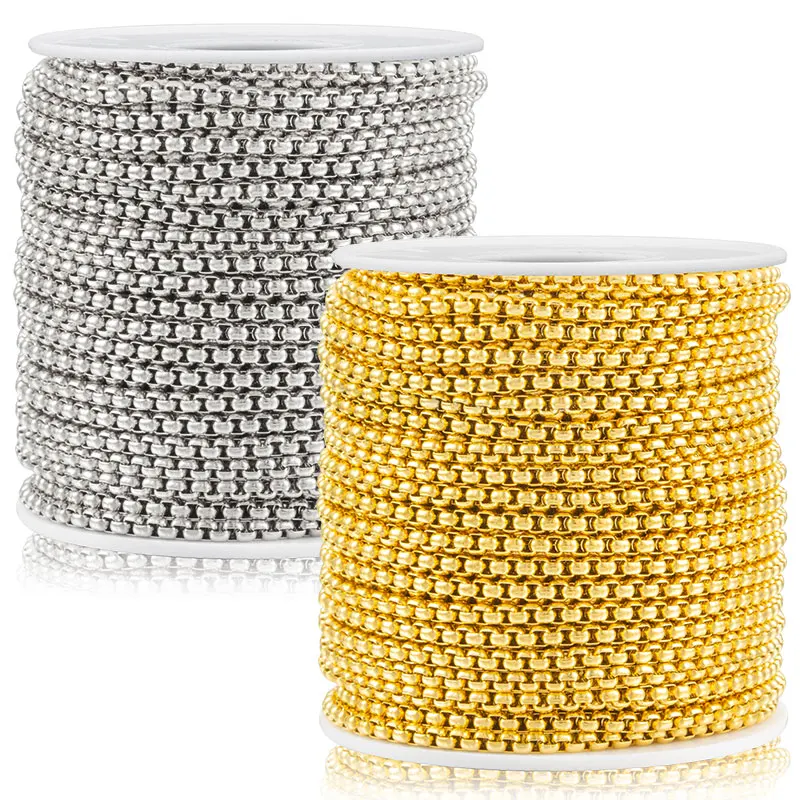 Gold Silver Plated Stainless Steel Square Pearls Chain Non Tarnish ...