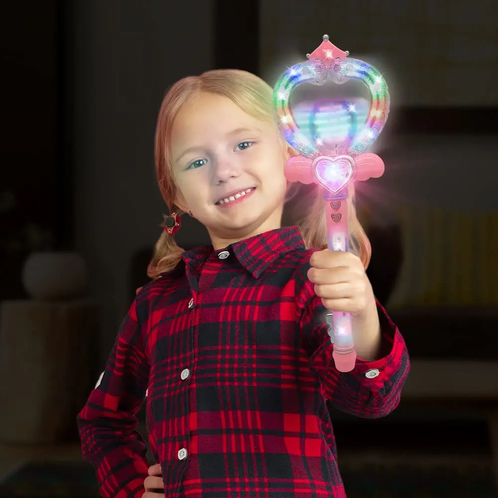 Led Light Up Queen Wand Kids Flashing Musical Spinning Wand Birthday ...