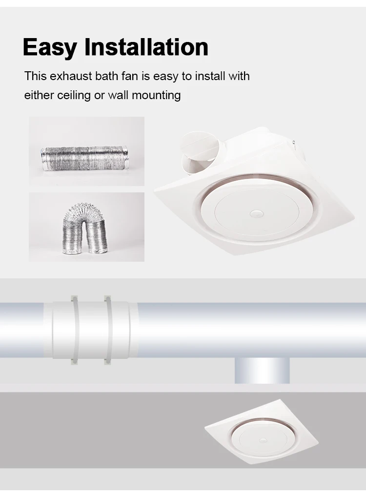 White Modern Bedroom Extractor Ventilation Ceiling-Mount Duct Fan Home ...