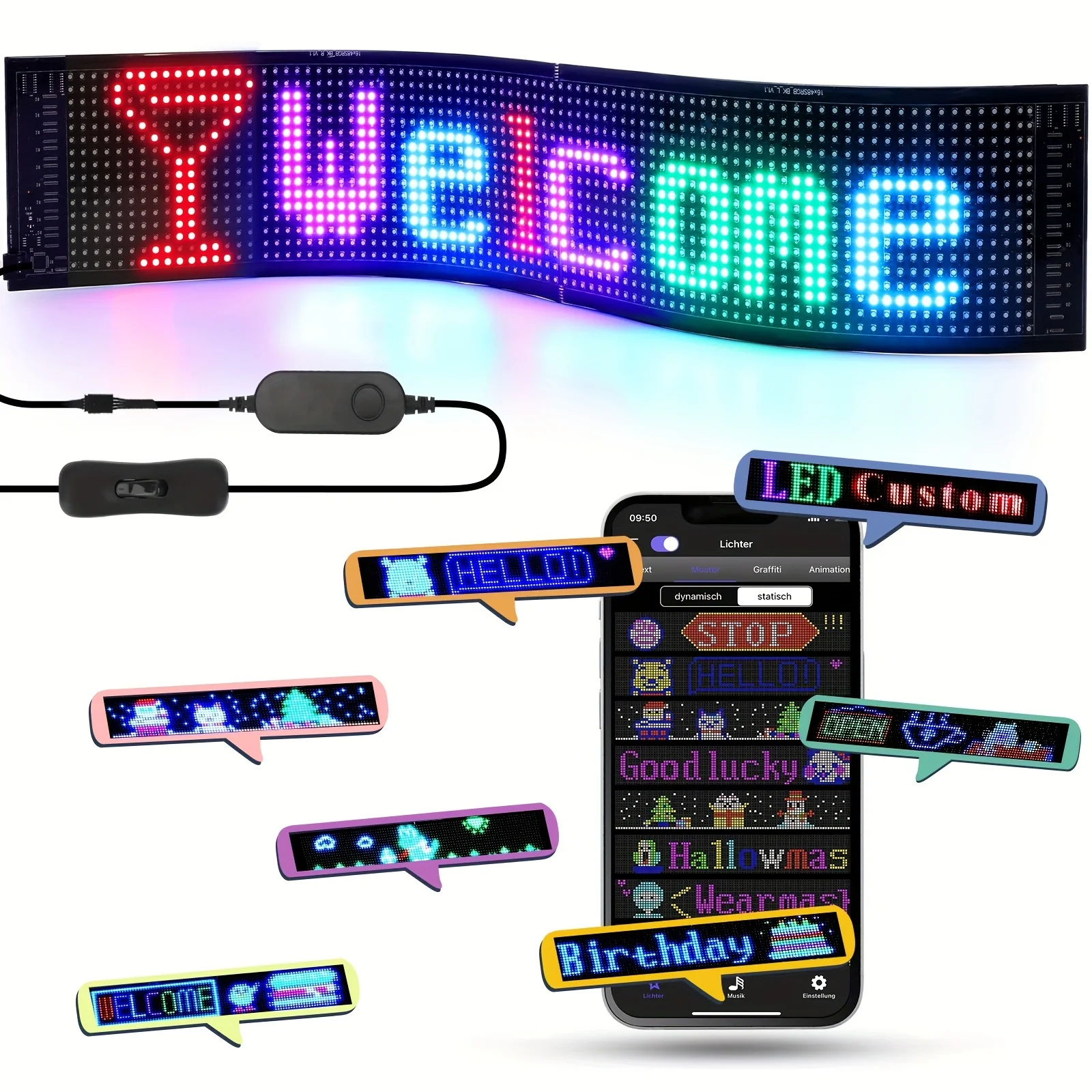 Dynamic Devil Eyes LED Panel Display for Cars Trucks Flexible ...