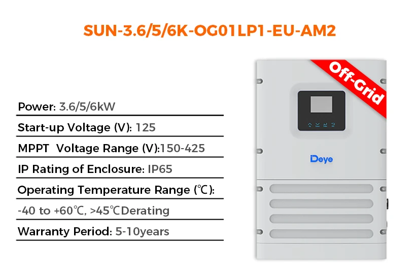 Deye off Grid GPRS/WIFI/Bluetooth/4G/LAN IP65 220V 230V 3600w 3.6kva 3.6kw off Grid Inverter SUN ...