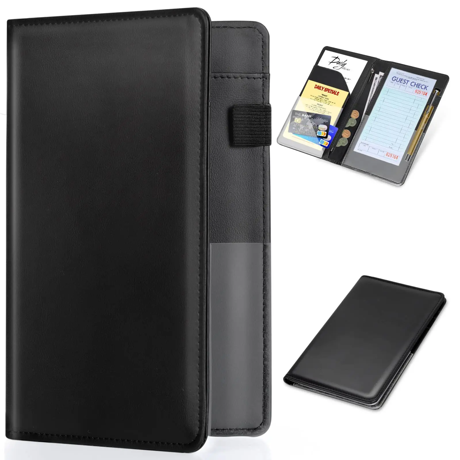 PU Menu Folder Presenter Guest Check Book Holder Money Pocket Fit ...