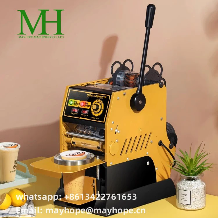 Disposable Bubble Tea Plastic Cup Sealing Machine Semi-automatic Paper ...