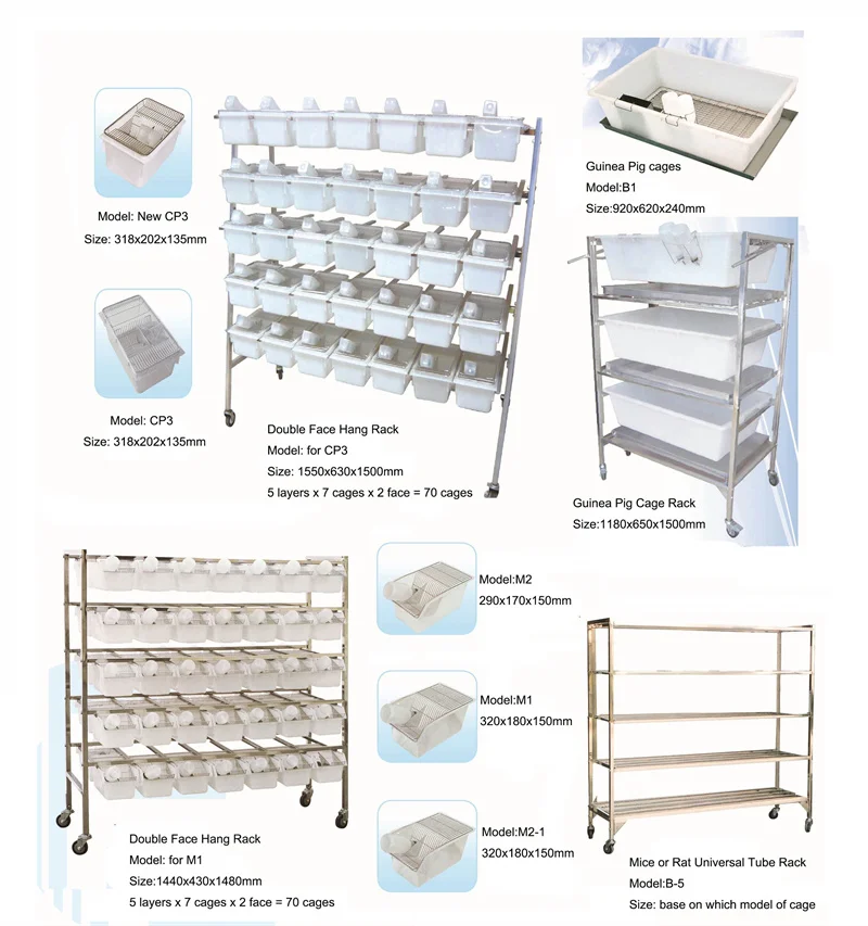 Laboratory Spf Rat Polypropylene Mice Breeding Cage Shelves Stainless ...