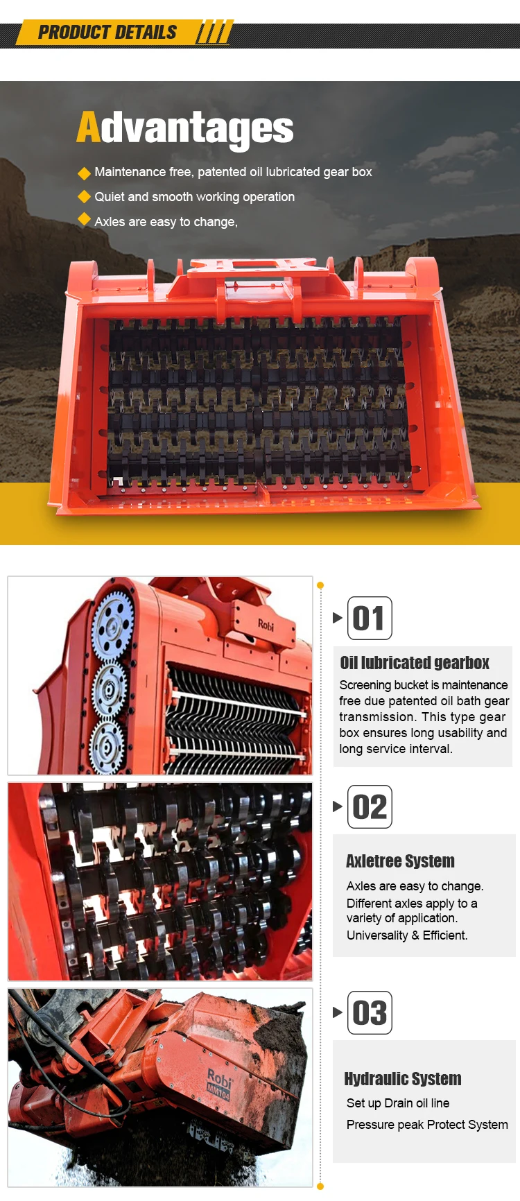 Monde Excavator Screening Bucket Loader Shredder Screener Bucket Mm154 ...