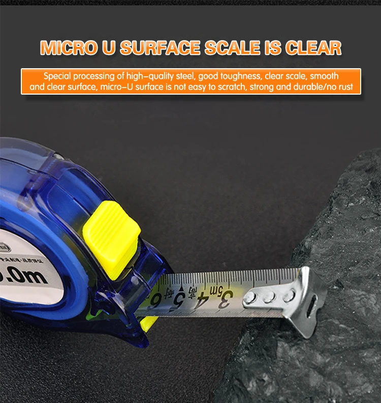 Blue Self Block Tape Measure 3m 5m 7.5m 8m 10m Abs Construction Automatic Measure Tape with logo ...