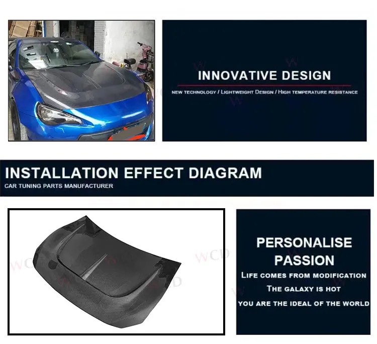 Carbon Fiber Hood Engine Cover for Toyota GT86 2013-2017 BRZ Front Hood ...