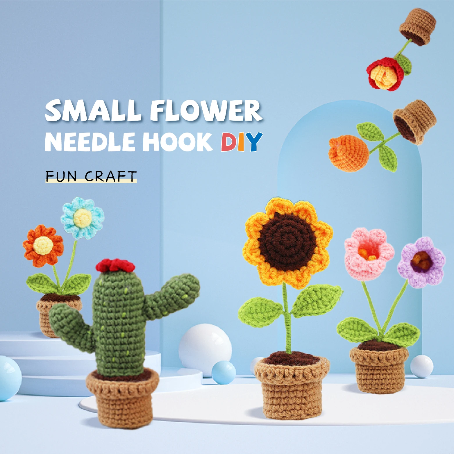 Diy Crochet Flower Bouquet Handmade Crochet Flower Stem Spinner ...