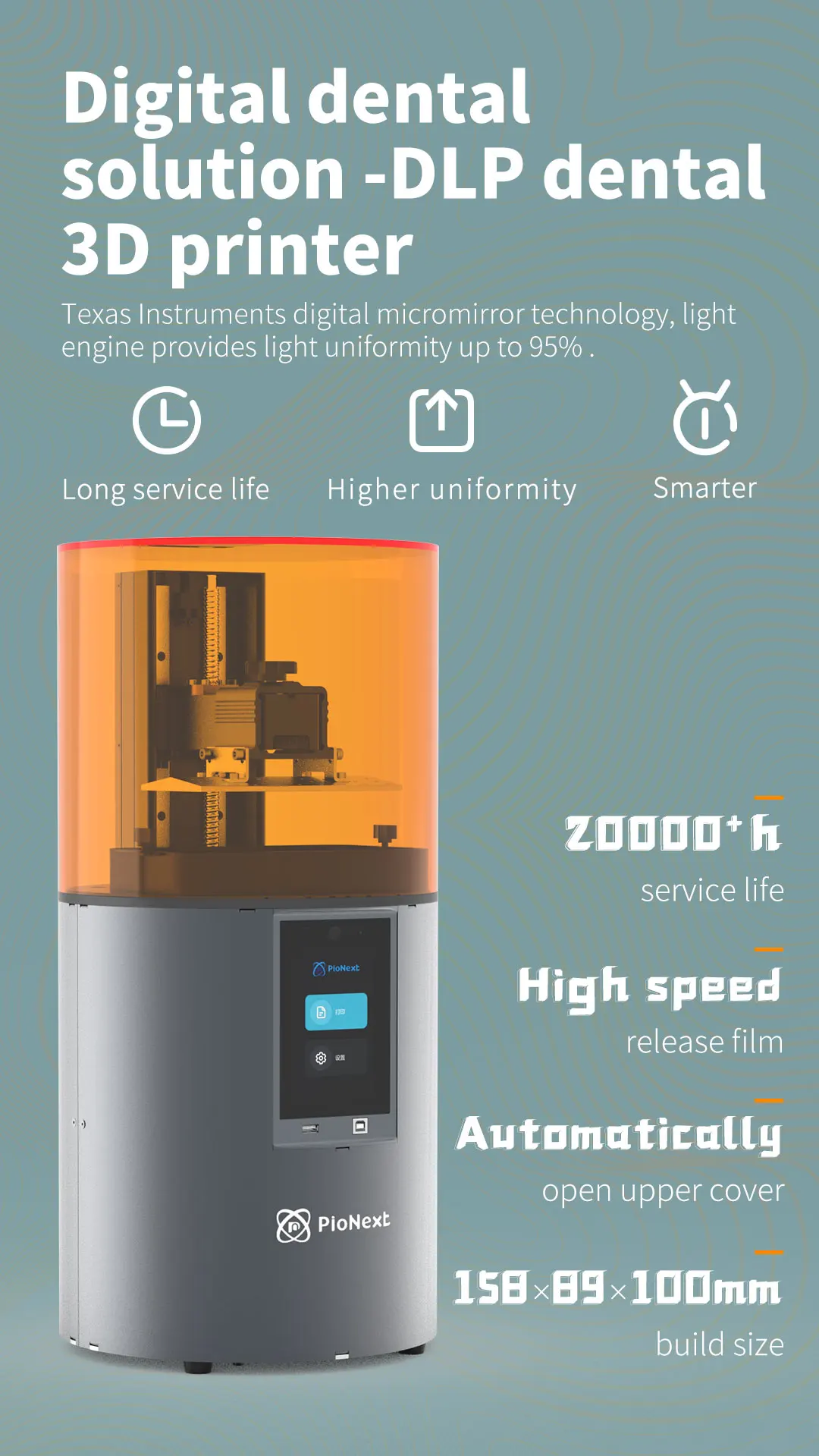 Pionext D158 Dlp 3d Photopolymer Resins 3d Printer Sla-lcd Dental Lab ...