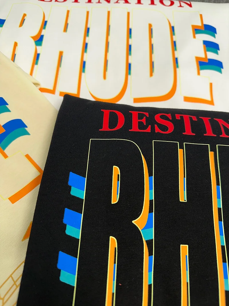 Rhude New High Street American Summer Sailing Slogan Logo Print Retro ...