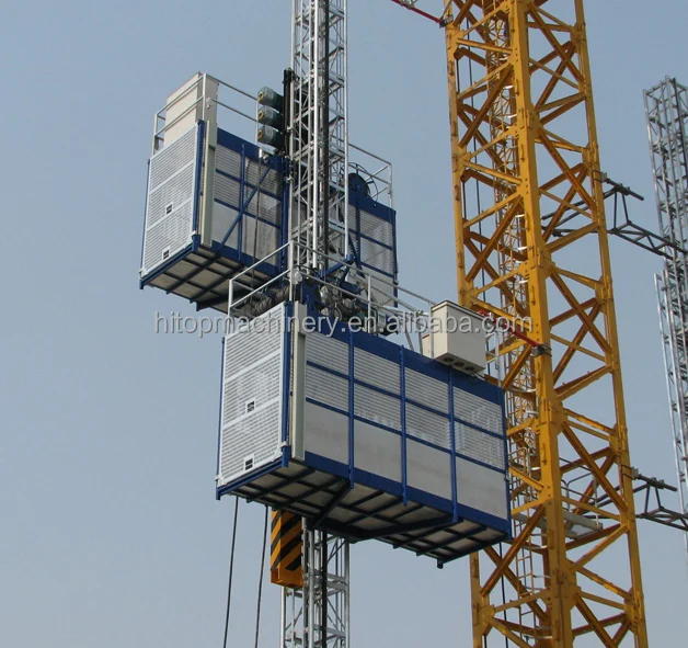 1500kg Twin Cage Rack and Pinion Construction Passenger Hoist PLC ...