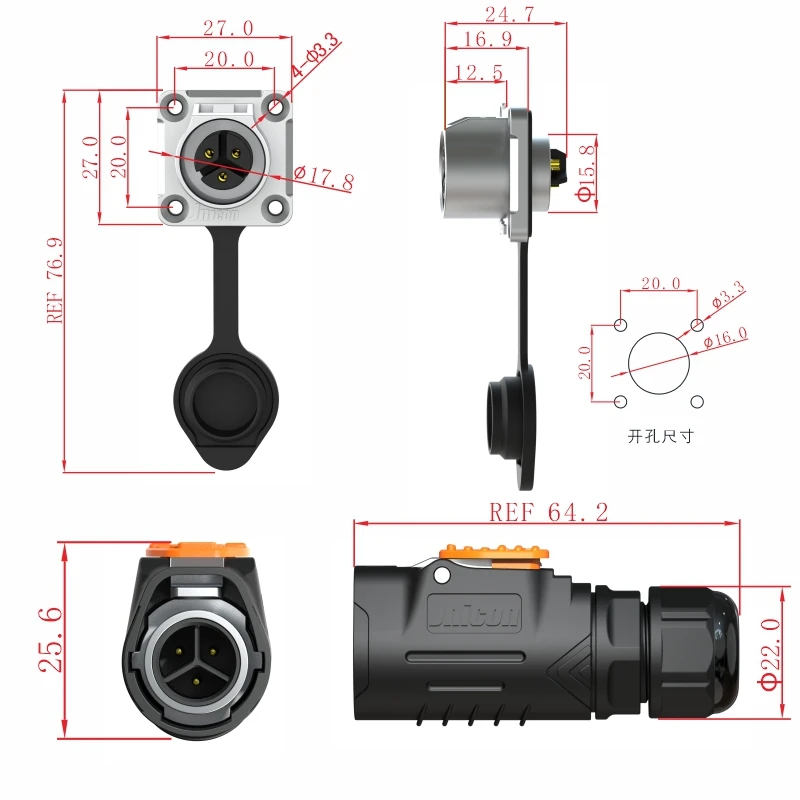 Circular Ip67 Waterproof Electrical Male Female Gold Plated Terminal ...